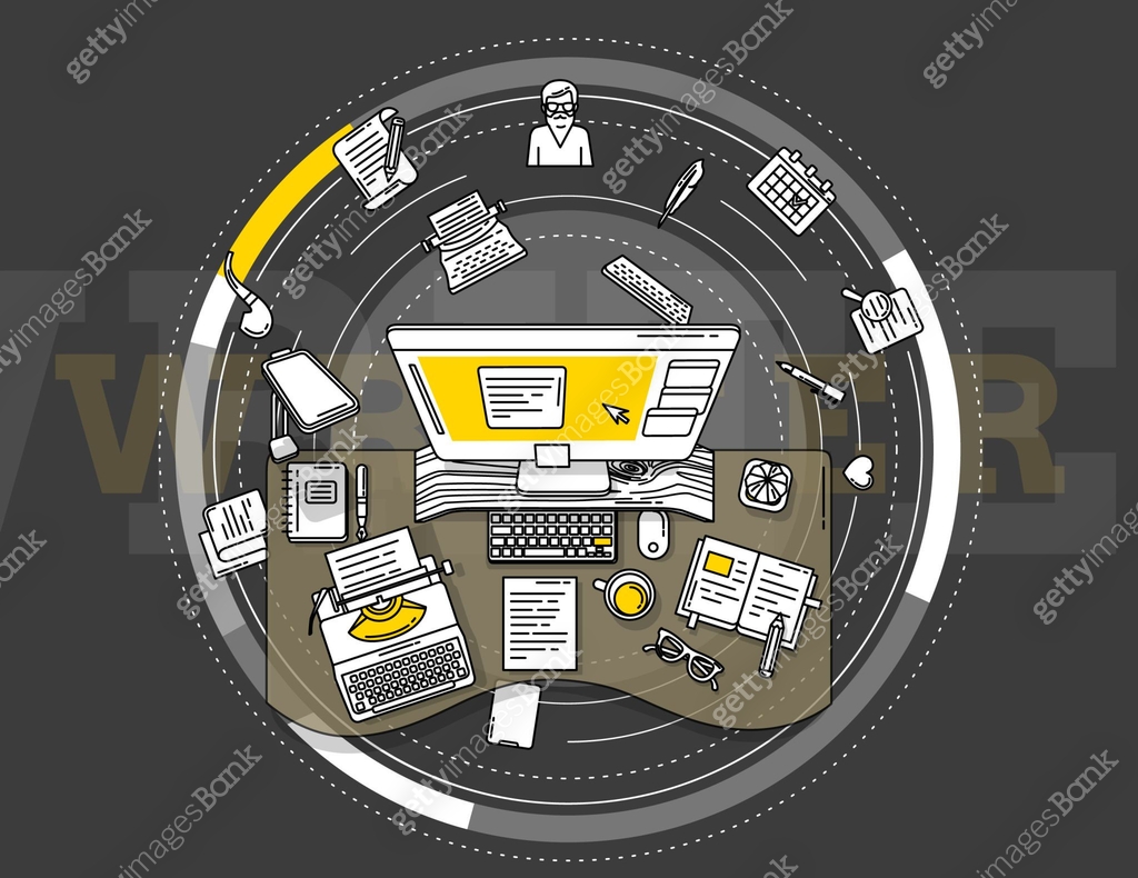 Detailed illustration for promo poster - writers and copywriters. 이미지 ... Detailed illustration for promo poster - writers and copywriters. 이미지 ...