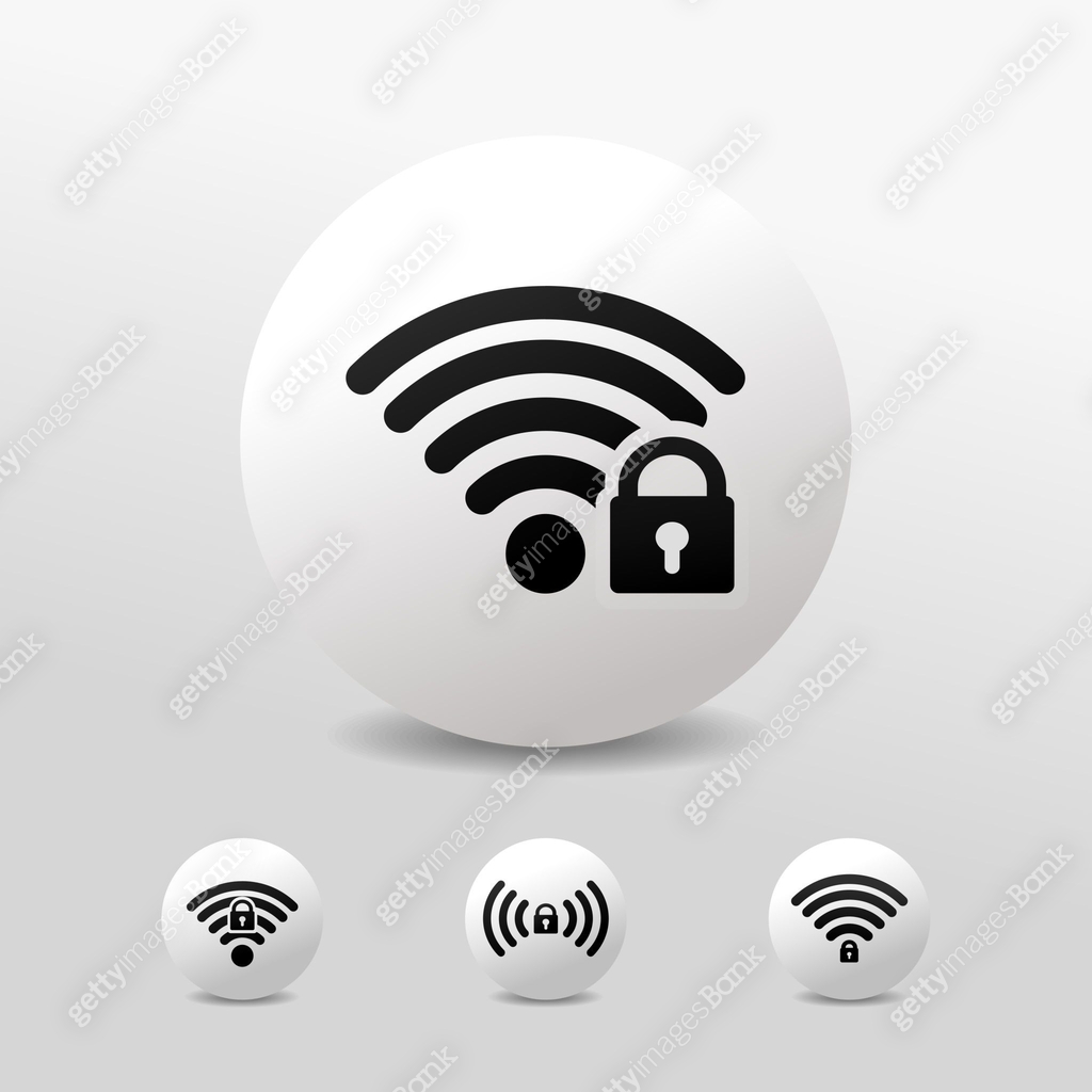 Set Of Wifi Locked Sign Wi Fi Connection Design Password Wifi Wifi