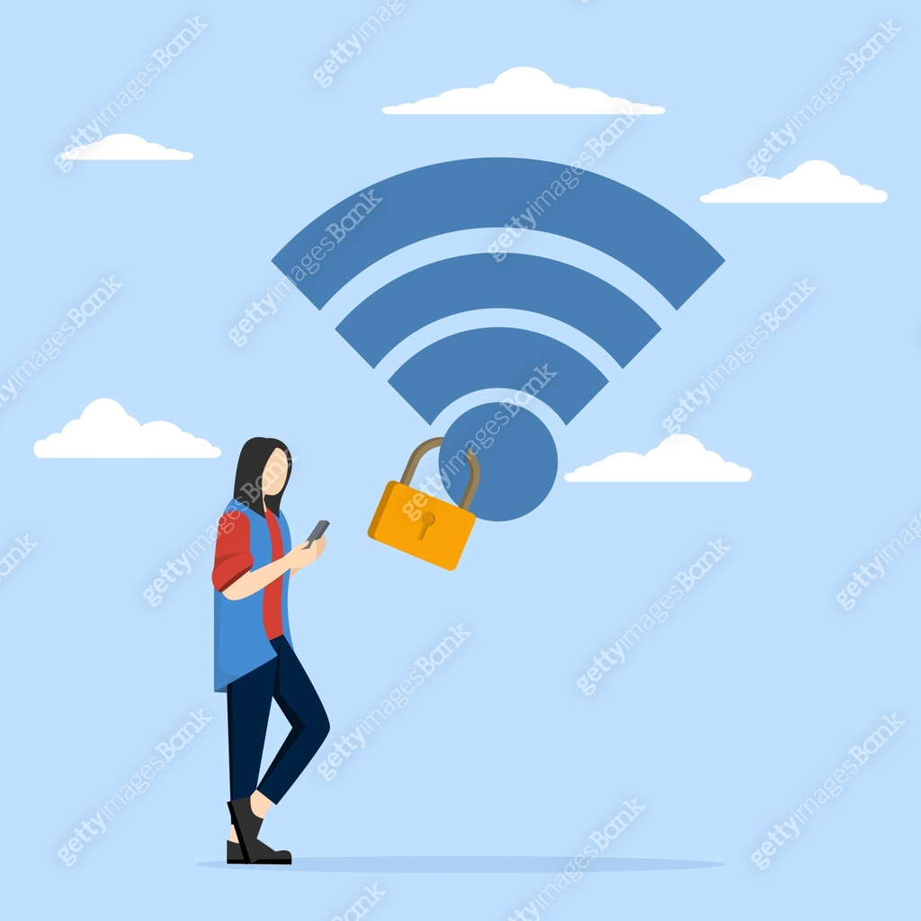 Wifi Encryption concept, wireless security or safety for internet ... Wifi Encryption concept, wireless security or safety for internet ...