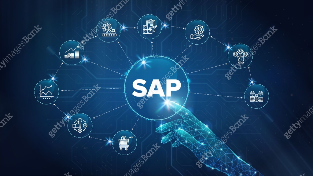 Sap System Software Automation Enterprise Resource Planning Erp Construction Concept On