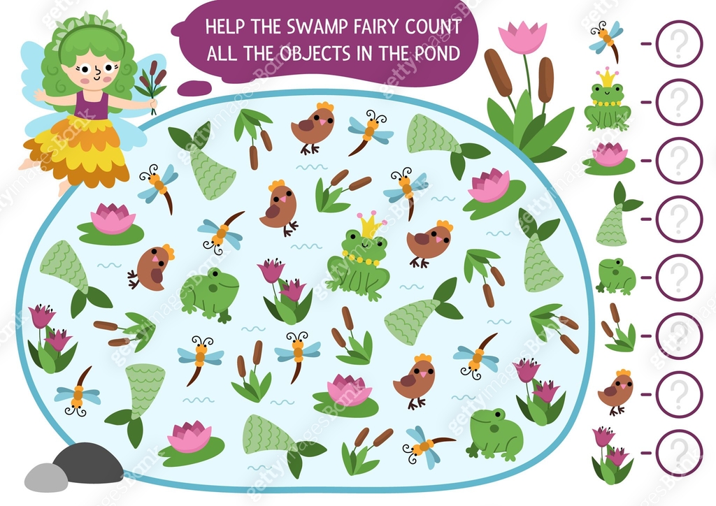 Fairyland I Spy Game For Kids Shaped As Pond With Frogs Searching And fairyland-i-spy-game-for-kids-shaped-as-pond-with-frogs-searching-and
