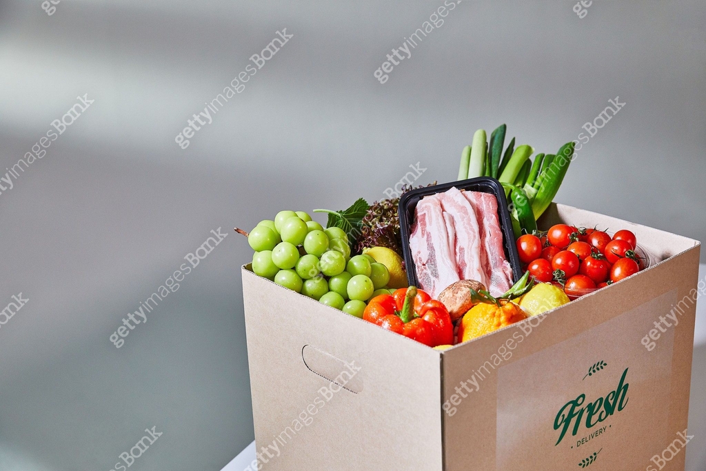 음식재료 냉장배송 배달 신선식품 새벽배송 배달 산지직송 배달 상자 용기 이미지 Jv12561542