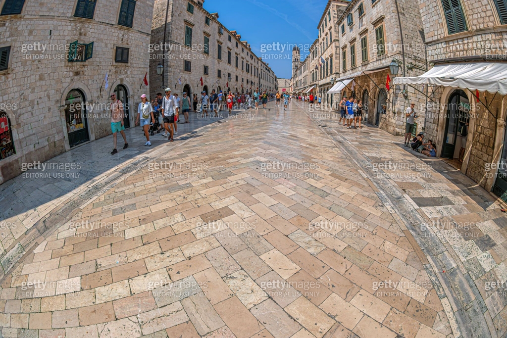 Stradun Street The Main Street Limestone paved Pedestrian From In The Stradun Street The Main Street Limestone paved Pedestrian From In The