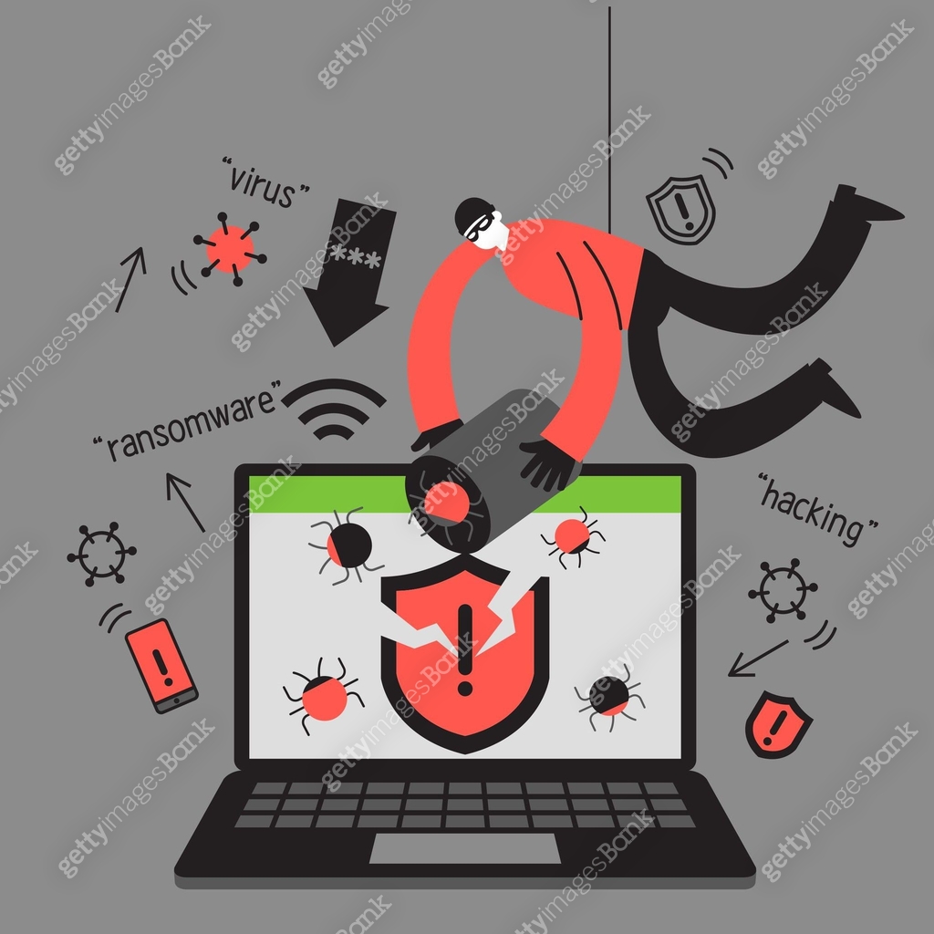 랜섬웨어 컴퓨터범죄 범죄 바이러스 해커 범인 악성코드 경고표시 심볼 보안 컨셉 네트워크보안 컴퓨터소프트웨어 거미 노트북컴퓨터 개인용컴퓨터