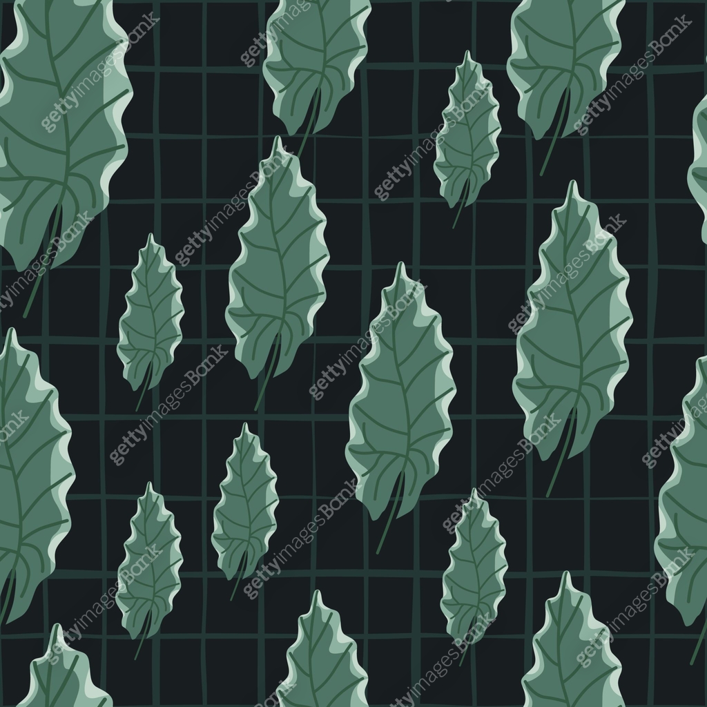 Random green autumn oak leaf silhouettes seamless pattern. Black ... Random green autumn oak leaf silhouettes seamless pattern. Black ...