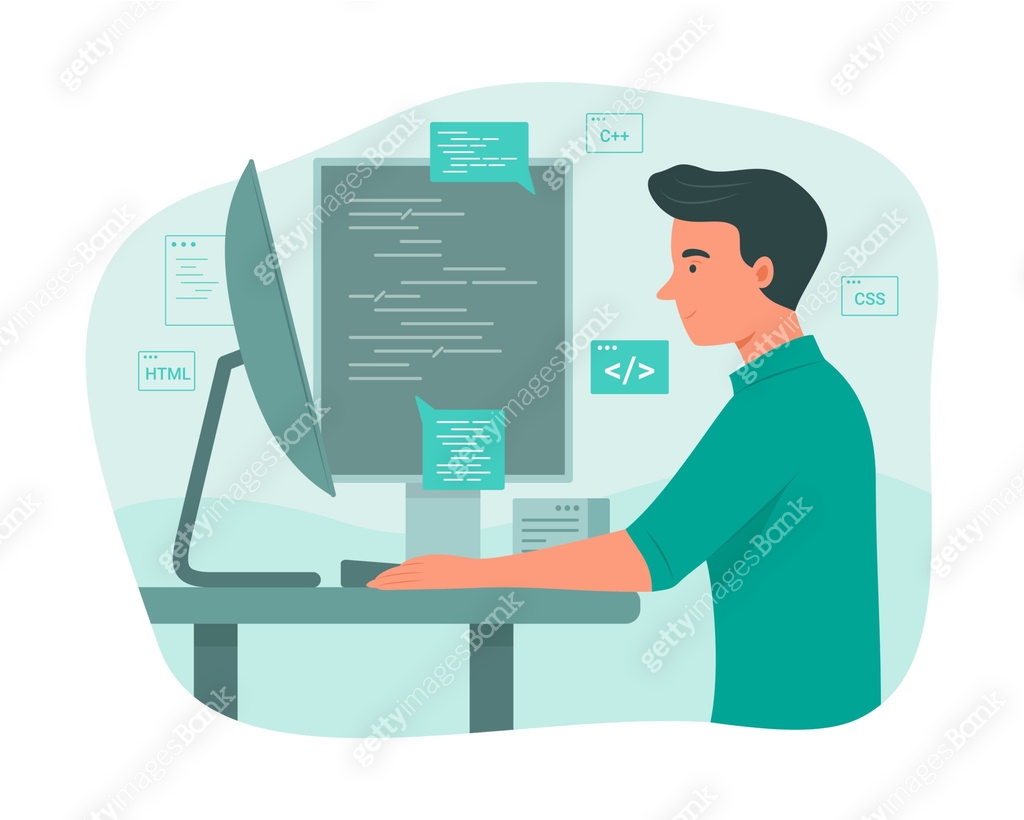 Programmer Man Process Coding For Software Development Concept