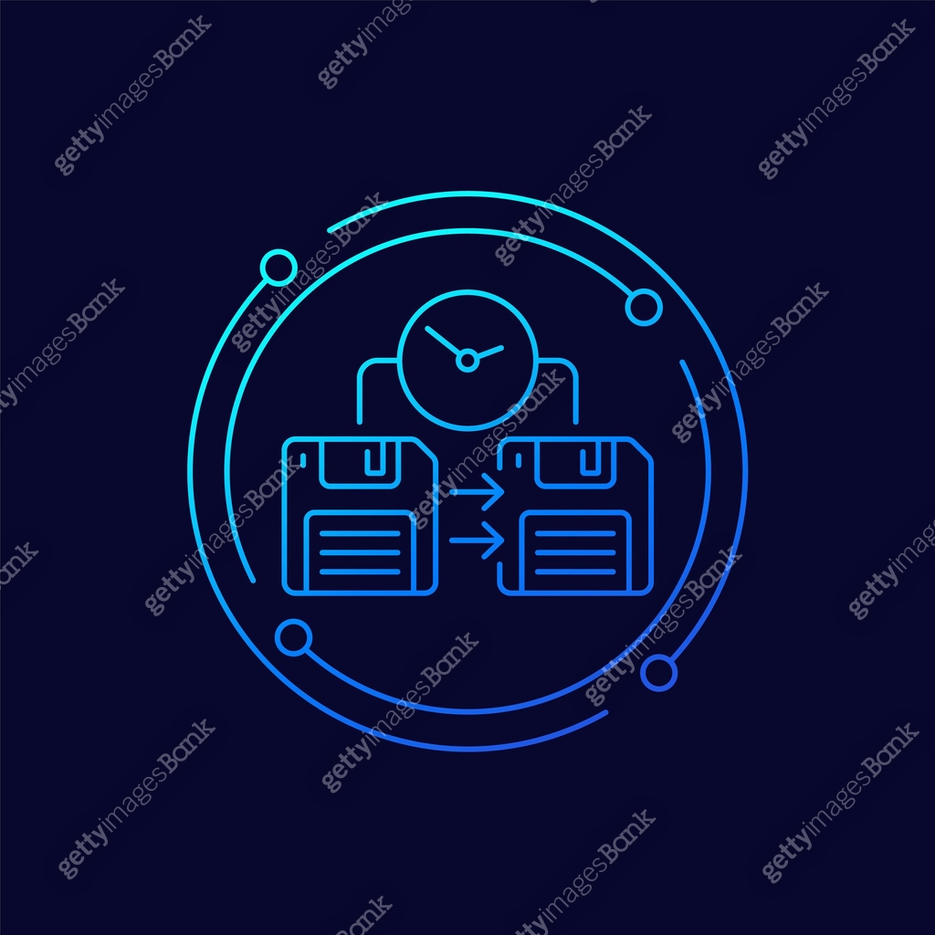 Backup Time Icon With Floppy Disks Linear Design 이미지 2071053801 일러스트